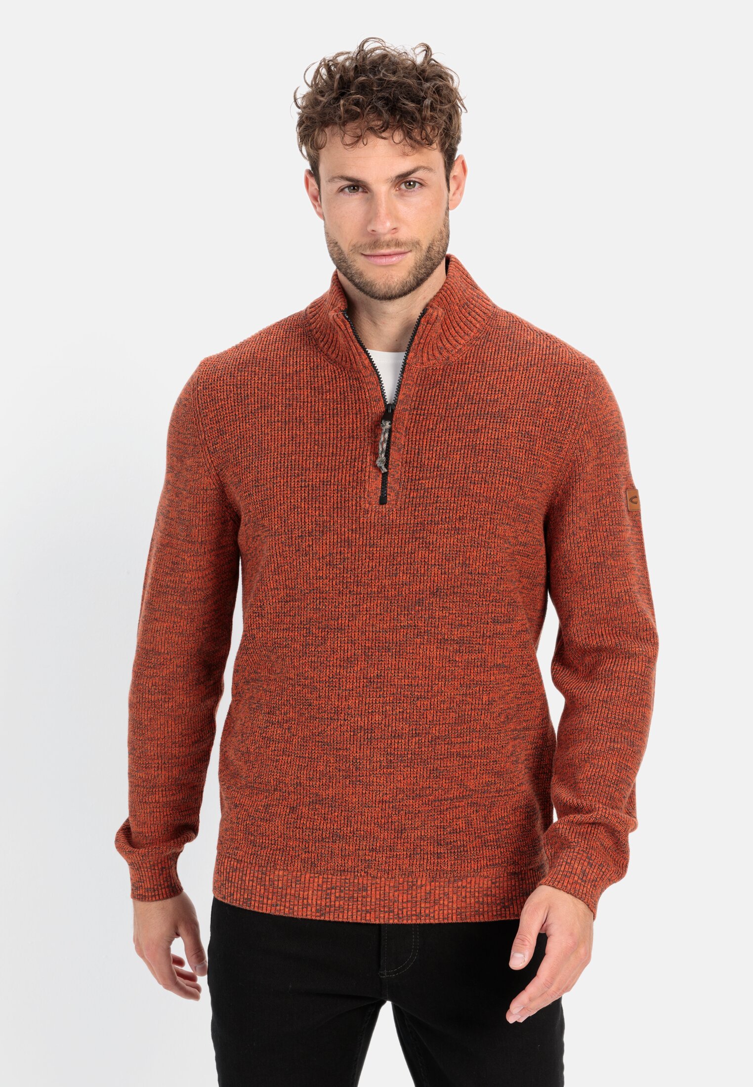 Fine knit troyer for Men in red | 6XL | camel active