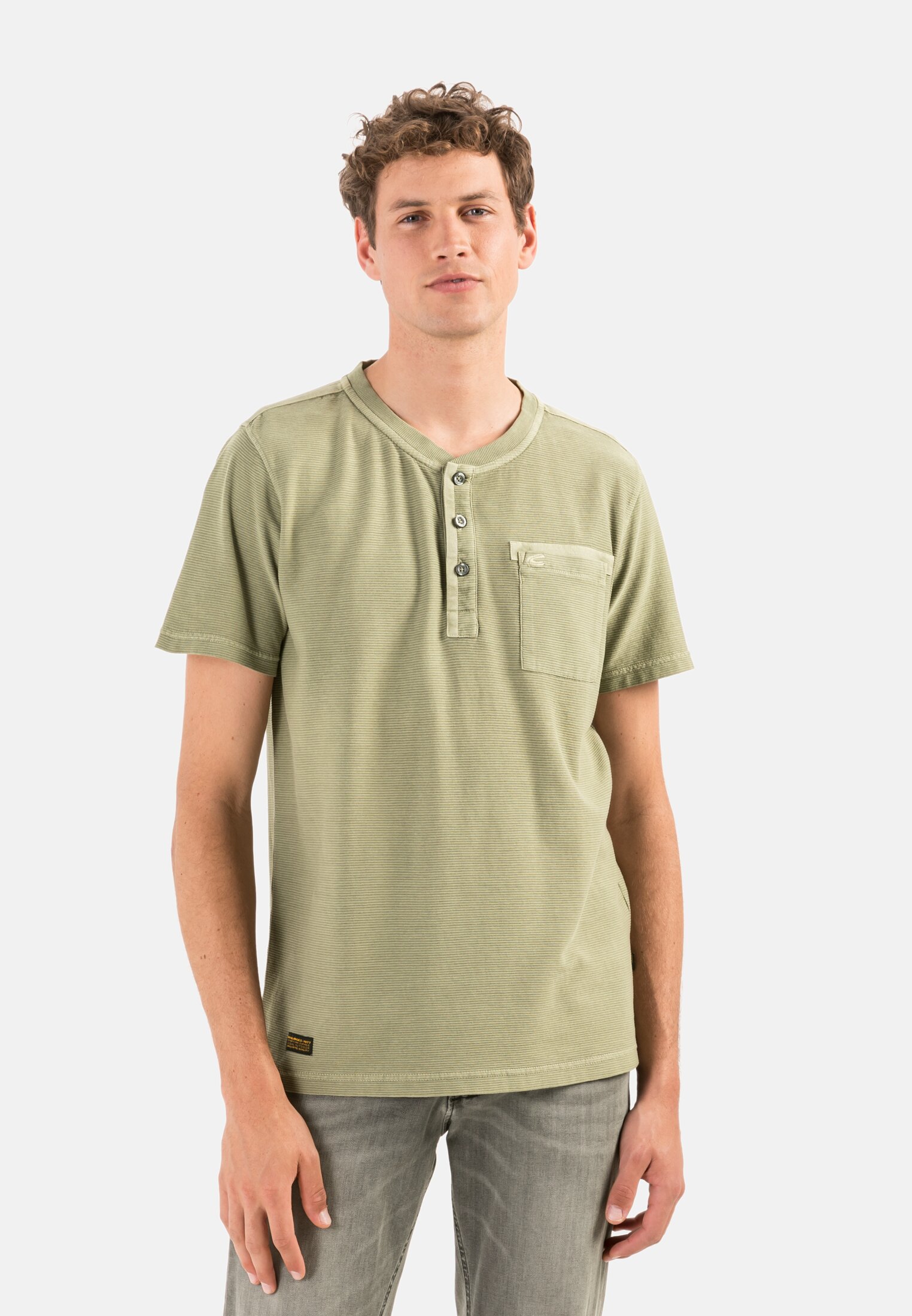 Kurzarm Henley Für Herren In Khaki S Camel Active