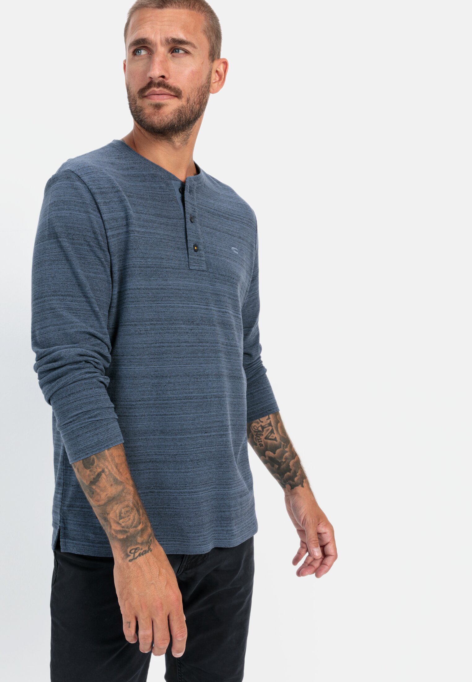 Henley long-sleeved shirt for Men in blue | XXL