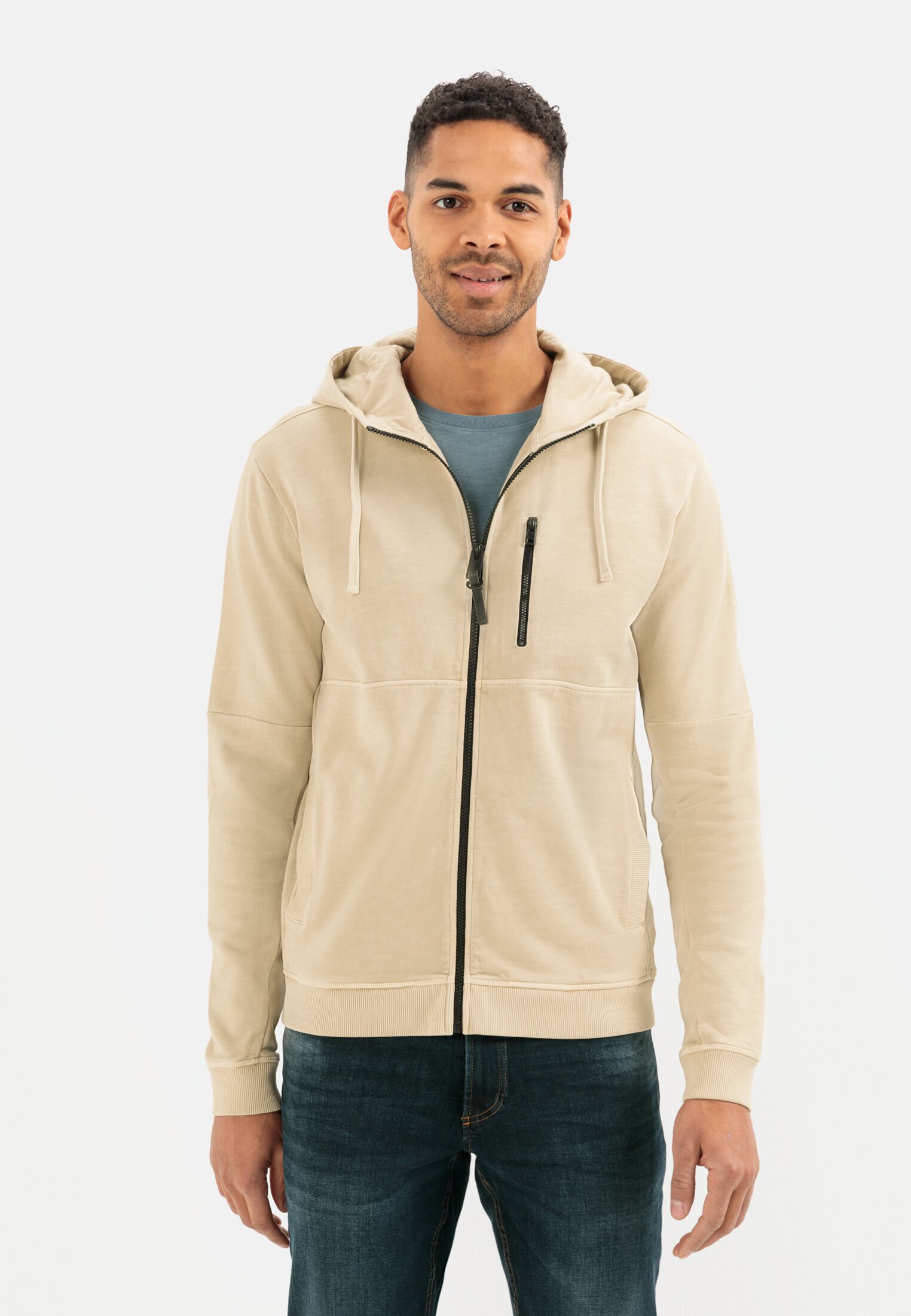 Hooded sweat jacket for Men in beige | camel active