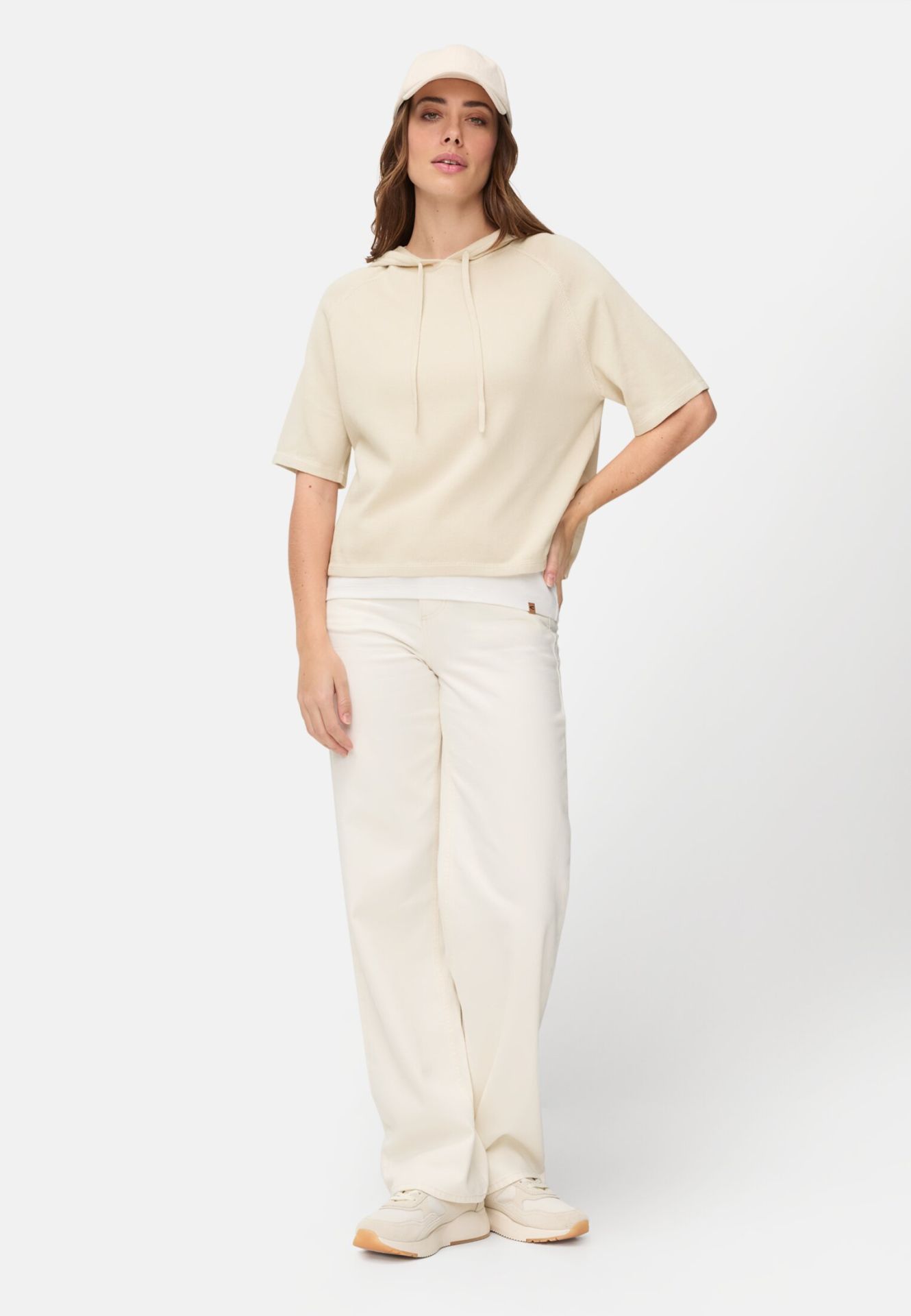 Short sleeve knitted sweater for Women in white