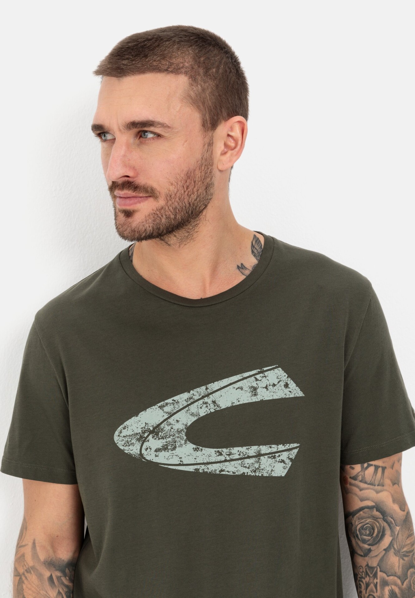 T-Shirt mit Print für Herren in Dunkelgrün | S