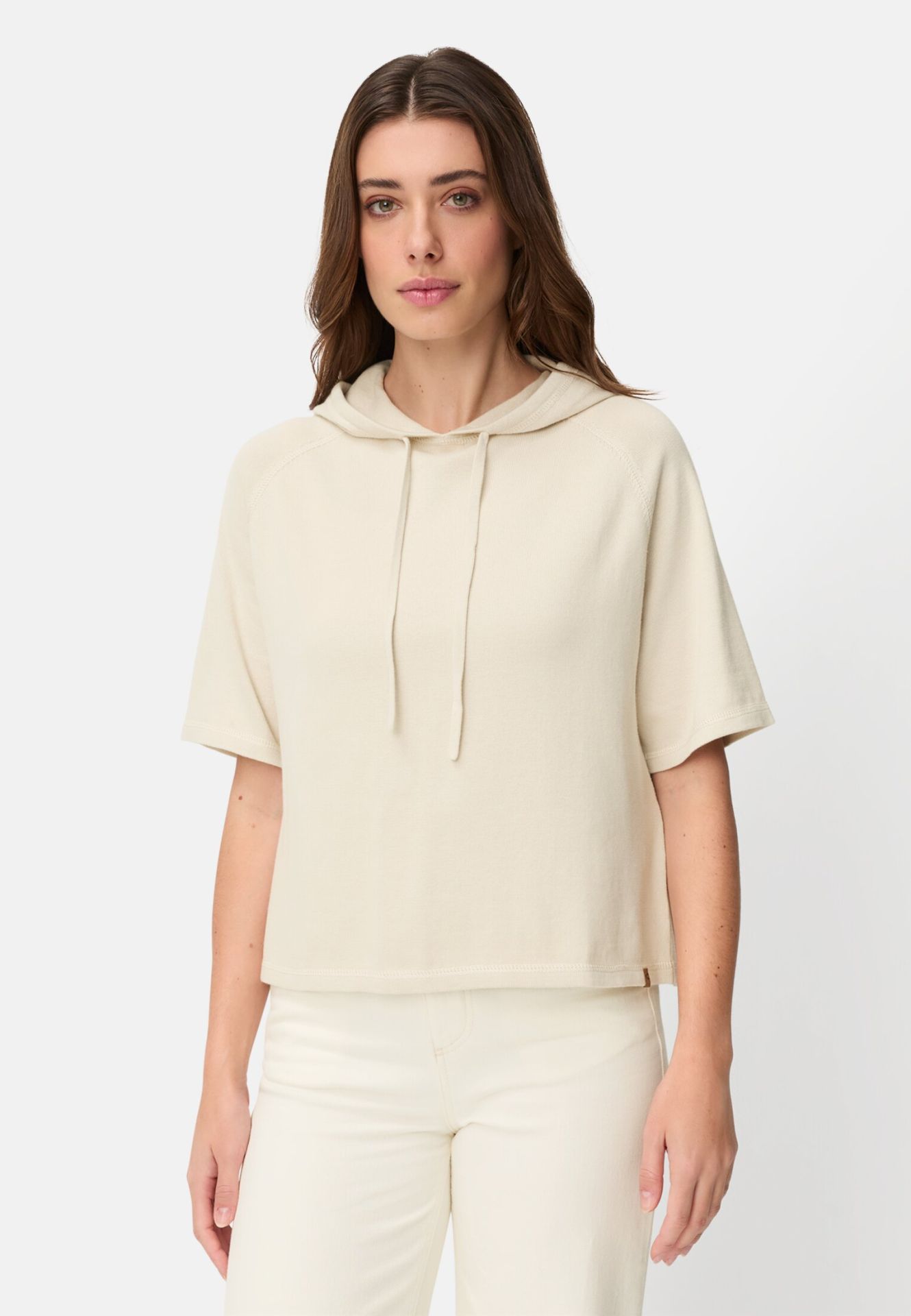 Short sleeve knitted sweater for Women in white