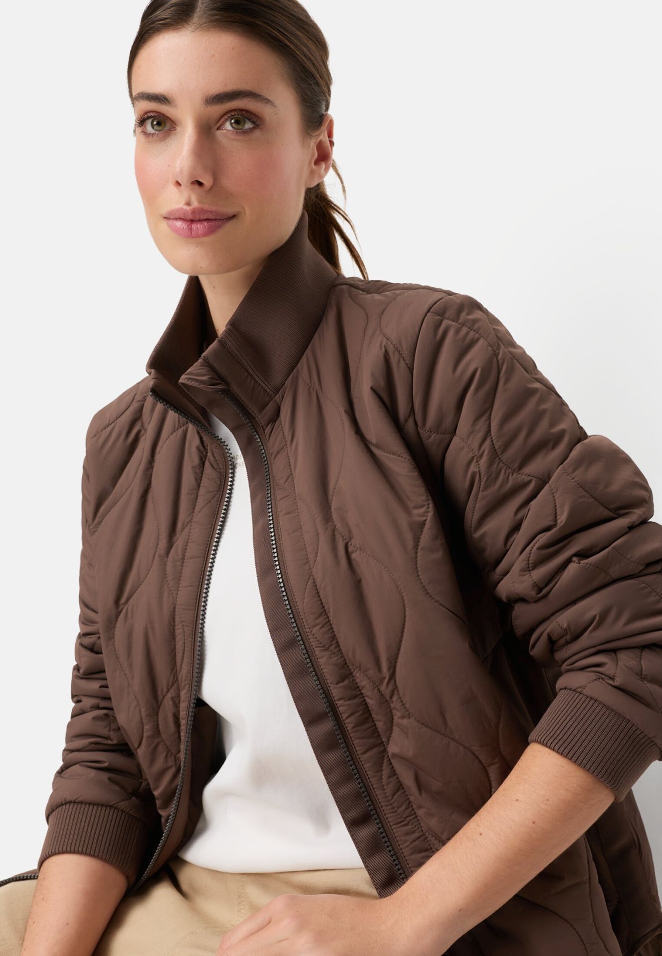Quilted jacket for Women in brown | camel active